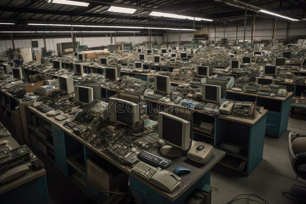 E-waste Sorting Facility, Where Employees Sort and Categorize E-waste for Recycling Stock ...