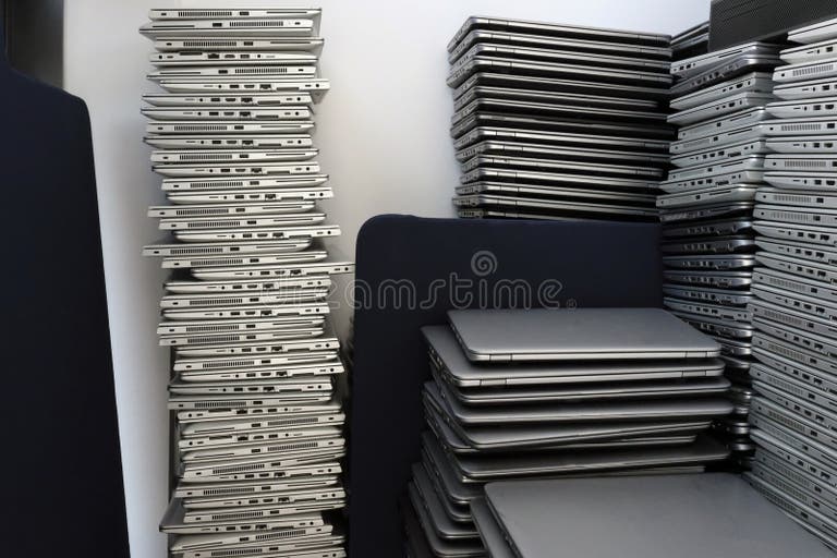 Stack of Laptops To Be Discarded Stock Photo - Image of garbage ...