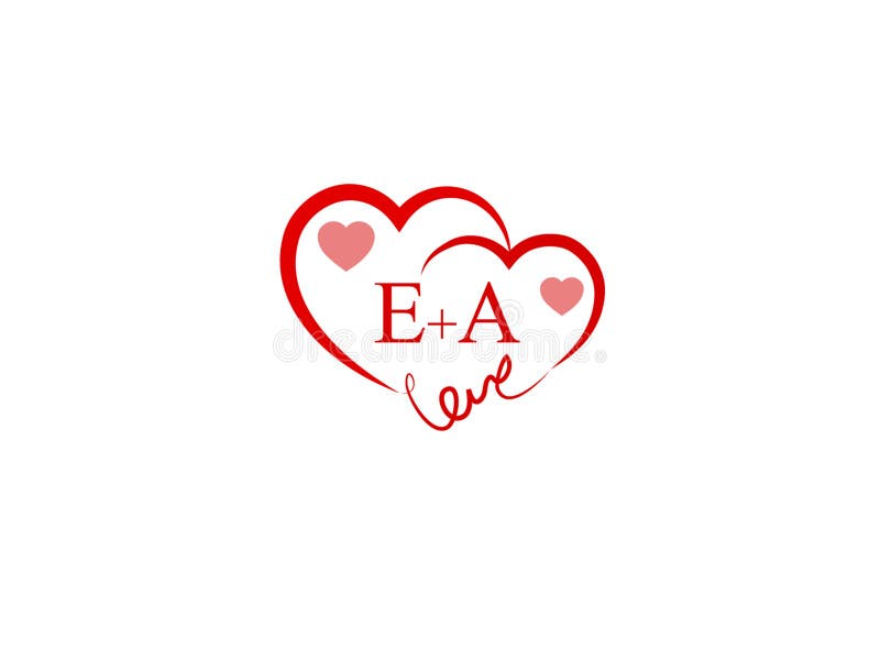 EA Initial Heart Shape Red Colored Logo Stock Vector - Illustration of ...