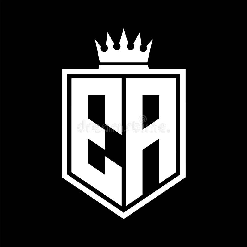 EA Logo Monogram Bold Shield Geometric Shape with Crown Outline Black ...