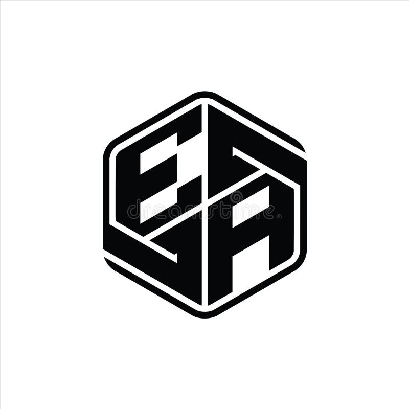EA Logo Monogram Hexagon Shape with Ornament Abstract Isolated Outline ...