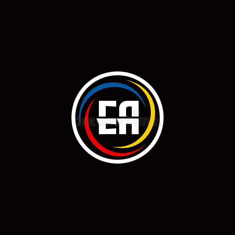 EA Monogram Logo Isolated on Circle Shape with 3 Slash Colors Rounded ...