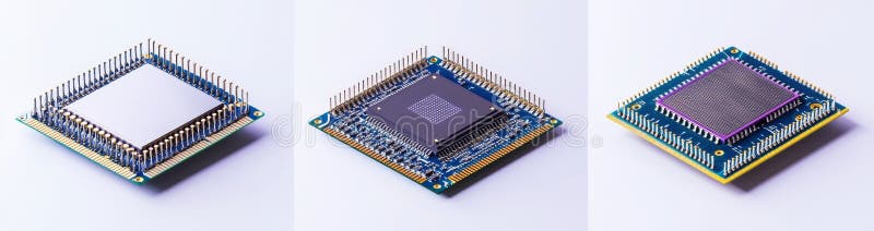 Each CPU Microprocessor Chip Has Its Own Design and Color Scheme. Set ...