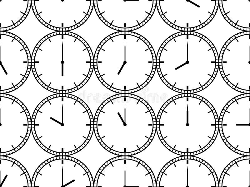 Each Hour Circle Clock Seamless Pattern Stock Vector - Illustration of ...