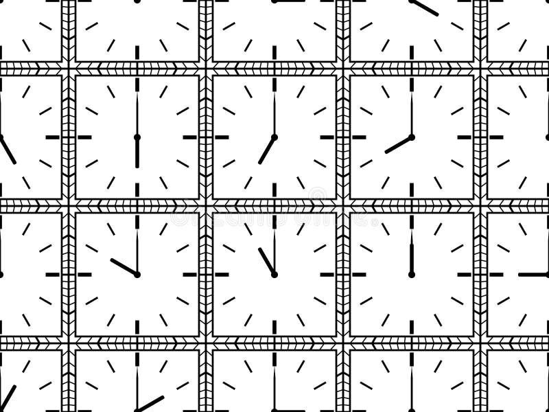 Square Clock Icon, Outline Style. Stock Illustration - Illustration of ...