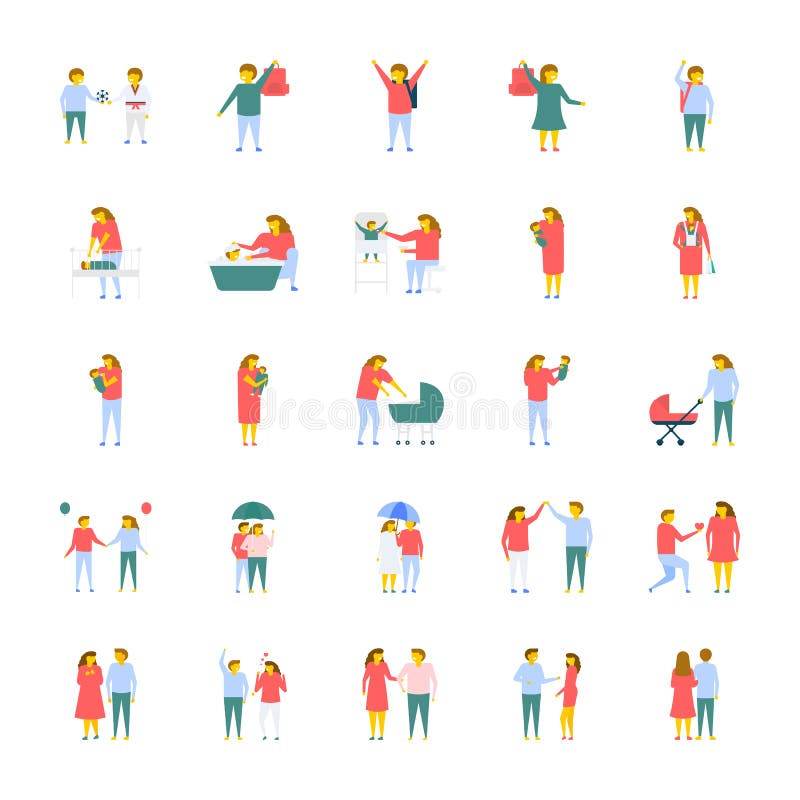 A Pack of People Flat Vector Icons Stock Illustration - Illustration of ...