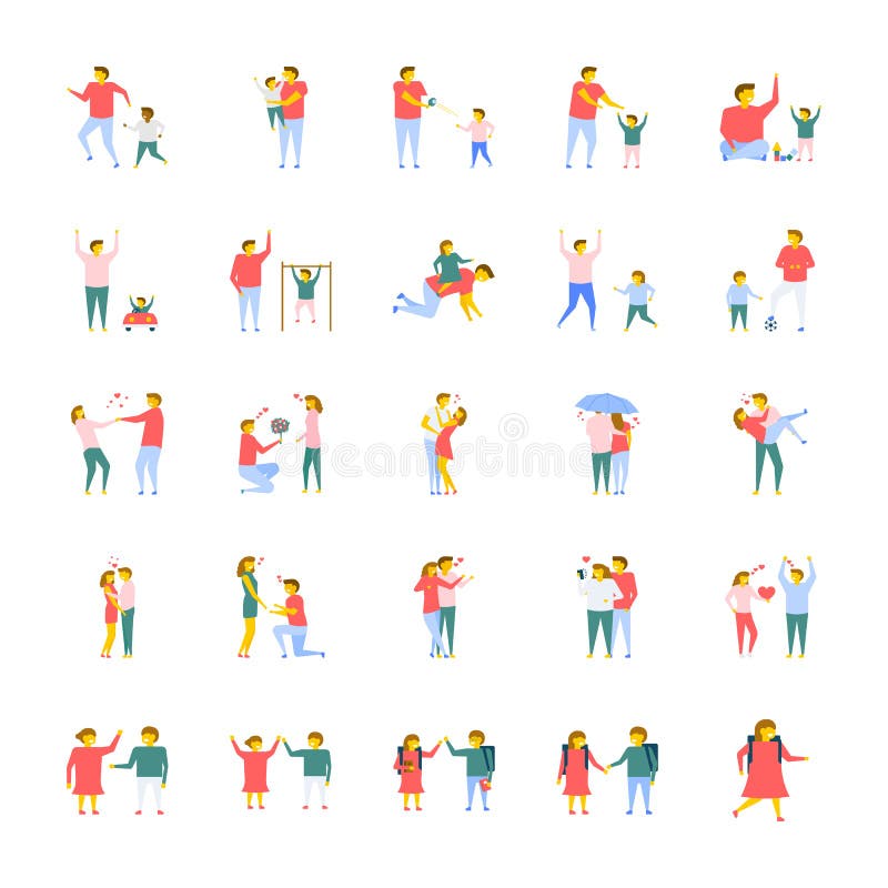 People Flat Vector Icons Pack Stock Illustration - Illustration of ...