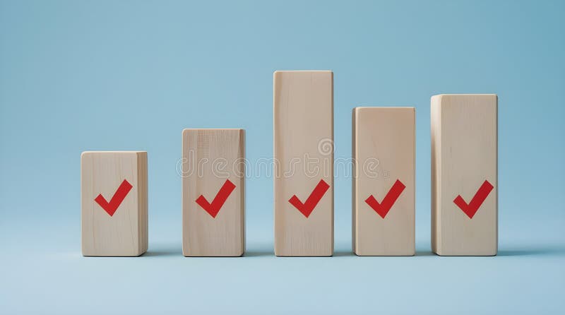 Each Marked with a Vibrant Red Check Mark, Arranged in an Ascending and ...