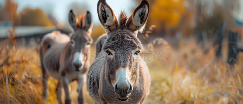 Eager Donkeys Await Snacks by the Roadside. Concept Donkeys, Snacks ...
