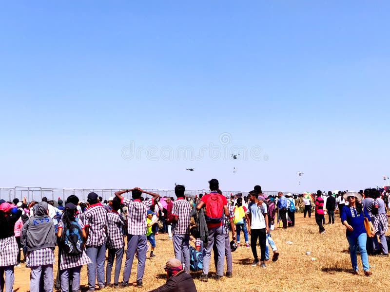 Bengaluru India February 20, 2019 Eager and Excited Crowd with School ...