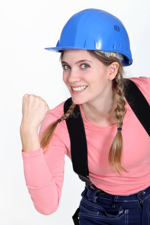 Eager female builder stock photo. Image of pearly, jawline - 26946366