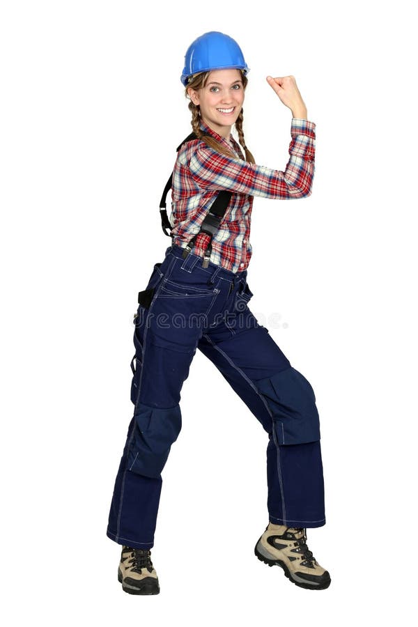 Tradeswoman Dancing Construction Uniform Dressed Woman, Alpha Channel ...