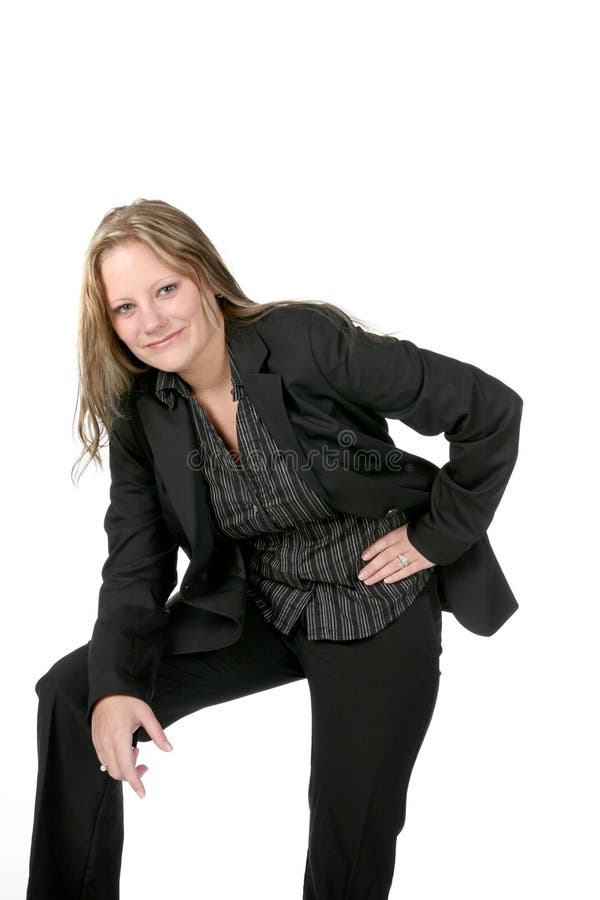 Eager Looking Professional Woman in Black Suit Stock Photo - Image of ...
