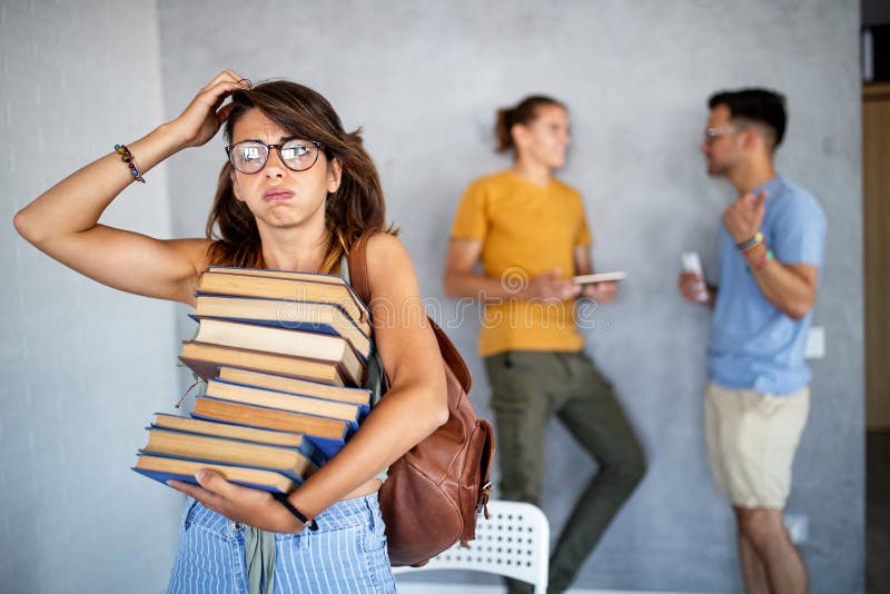Eager Student Overwhelmed by Studying and Reading Books Stock Image ...