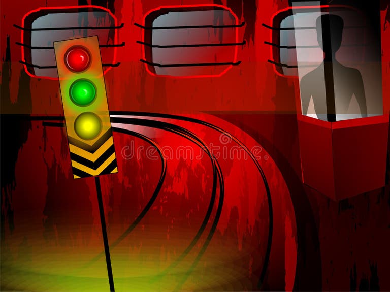 Eagerness of the Man Watching the Train Signal Stock Illustration ...