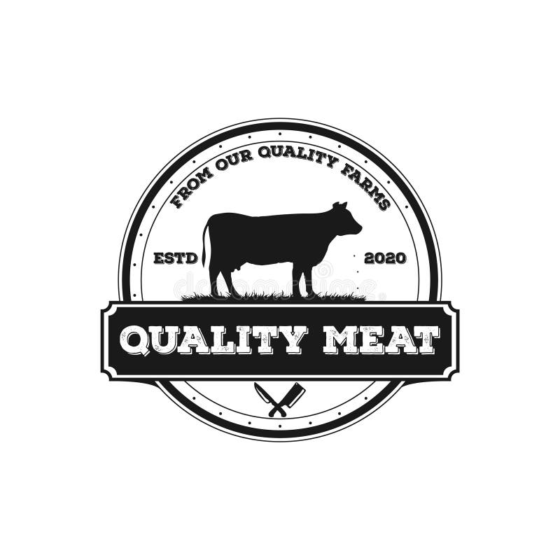 Vintage Cattle / Beef Label Emblem Logo Design Premium Vector Stock ...