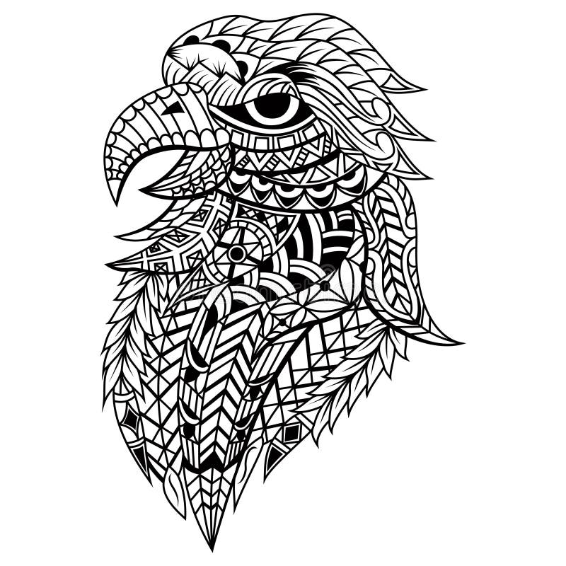 Eagle Bird Head Zentangle Stylized Stock Vector - Illustration of ...