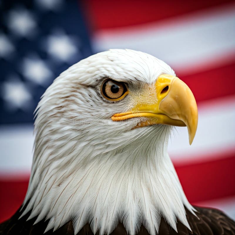 The Eagle on the American Flag Stock Illustration - Illustration of ...