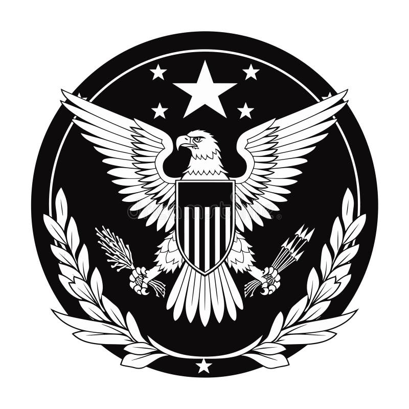 Eagle with Arrows, Branches and Shield, Military Logo Stock Vector ...