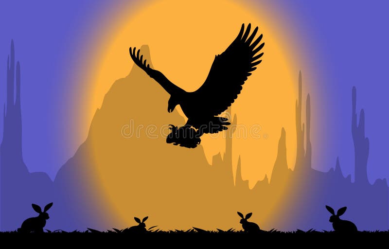 Eagle attack rabbits stock vector. Illustration of caught - 16325015