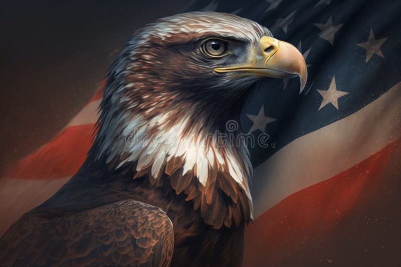 Eagle on the Background of the US Flag. Independence Day Concept Stock ...