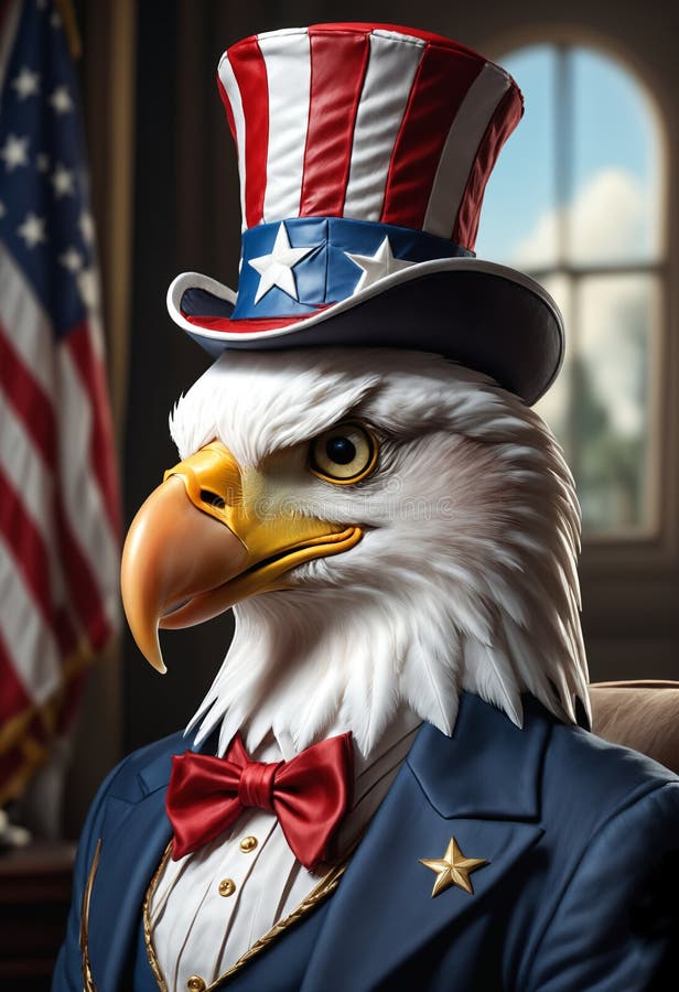 Eagle Bald Wearing a Top Uncle Sam Hat. Generative AI Stock ...