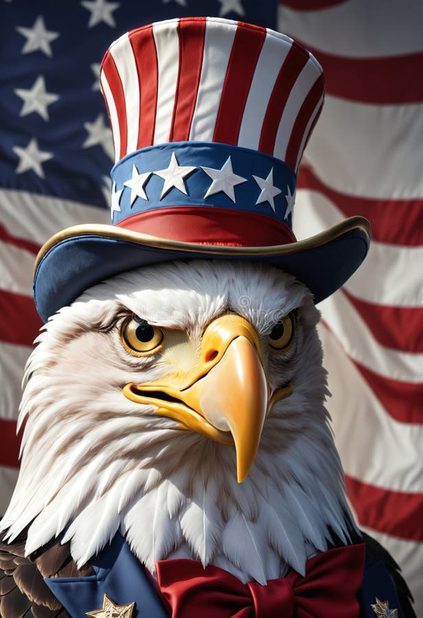 Eagle Bald Wearing a Top Uncle Sam Hat. Generative AI Stock ...