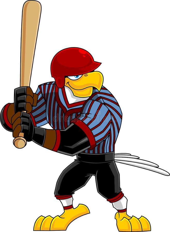 Eagle Baseball Player Cartoon Character Batting Side Stock Vector ...
