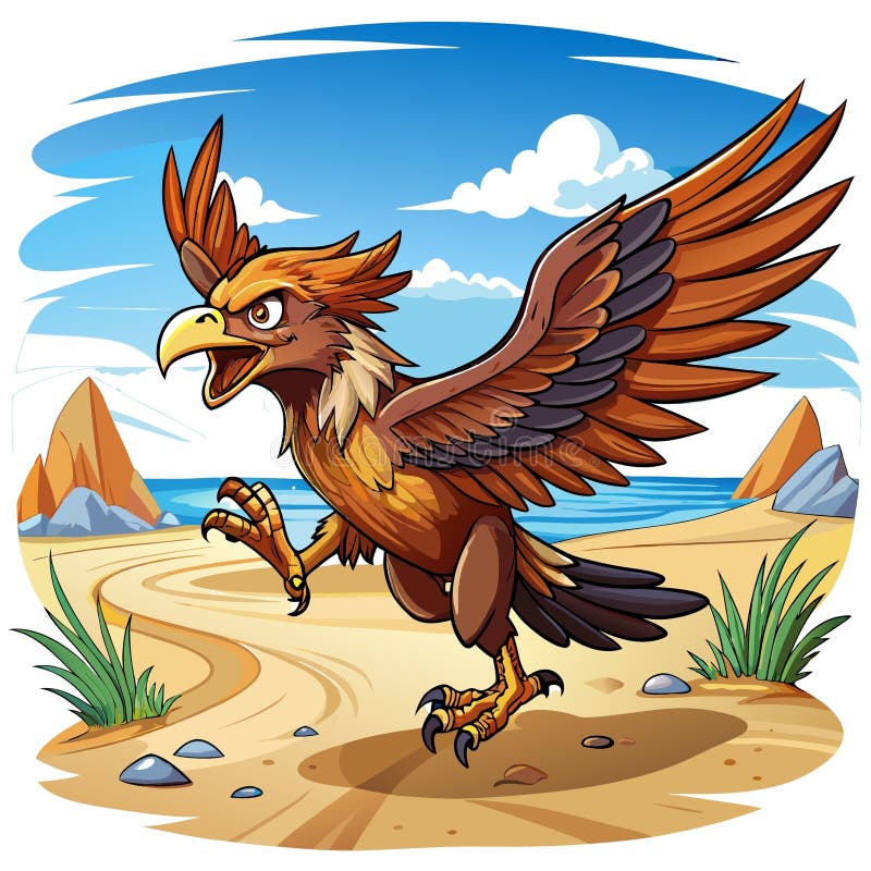Eagle Bird Preoccupied Runs Beach Vector Stock Vector - Illustration of ...