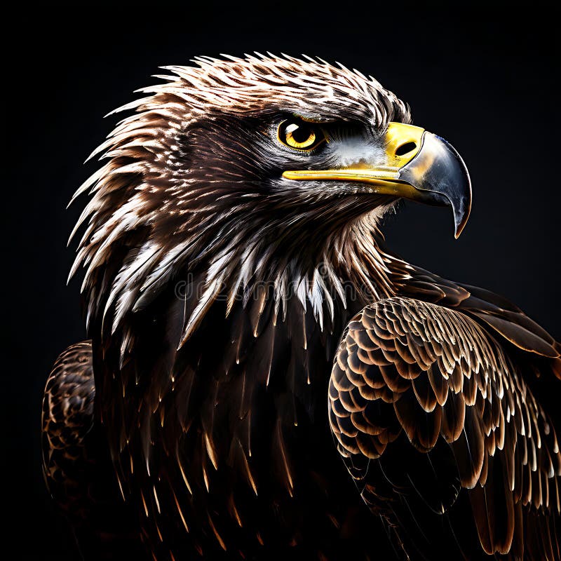 Eagle Captured in Direct View Feathers Peaking Stock Illustration ...