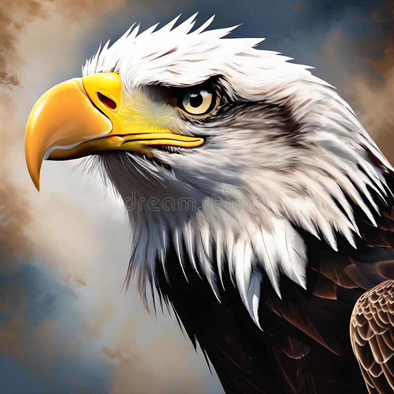 Eagle Captured in Direct View Feathers Peaking Stock Illustration ...