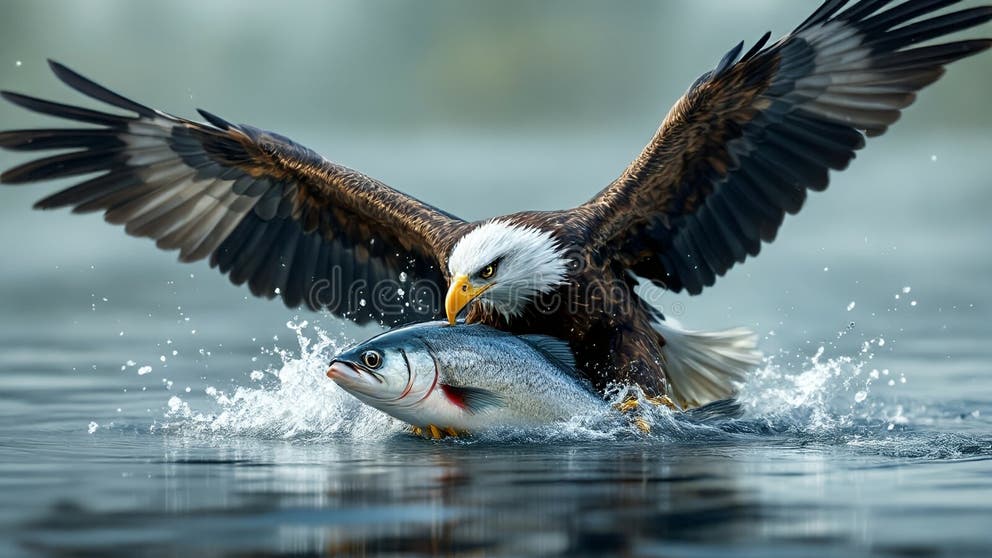 An Eagle is Carrying the Fish he Caught Stock Photo - Image of fauna ...