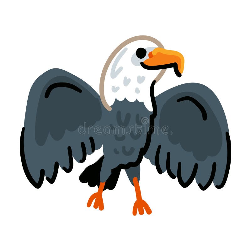 Eagle Cartoon Vector Illustration Isolated on White Background Stock ...