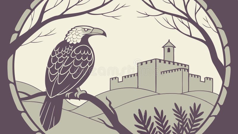 Eagle by Castle: Noble Guardian, Vector Design Generative AI Stock ...