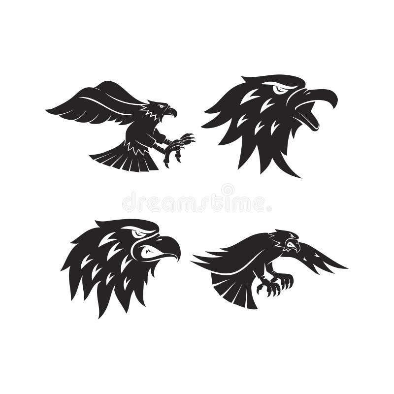 Eagle Character Sport Mascot Design Template Set Stock Vector ...