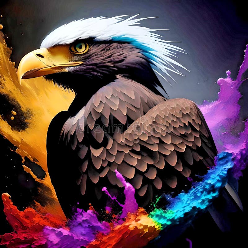 An Eagle with a Colorful Splash of Colors Stock Illustration ...
