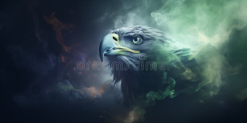 Eagle on Smoke Background, Eagle Fantasy Art Background Stock ...