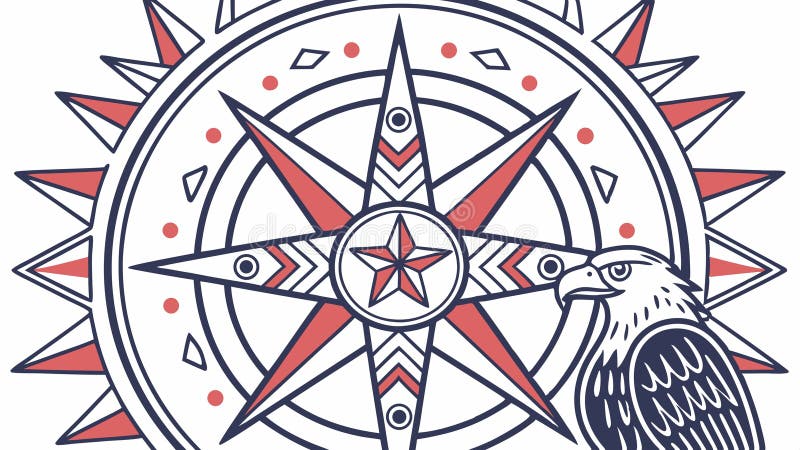 Eagle and Compass Rose: Direction, Freedom, and Exploration. Vector ...