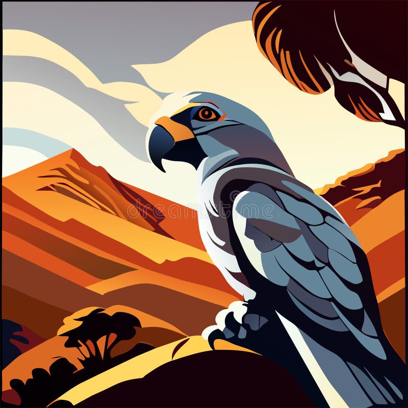 Eagle in the Desert. Vector in a Flat Style. AI Generated Stock Vector ...