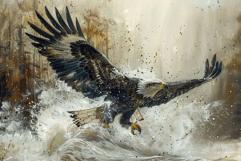 An eagle diving at speed stock photo. Image of feather - 310457536