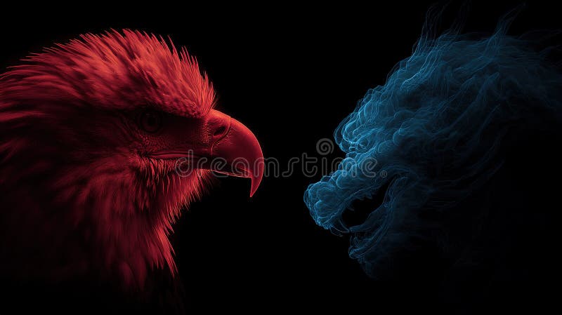 An Eagle and Dragon Face Off, Representing a Conflict of Good and Evil ...