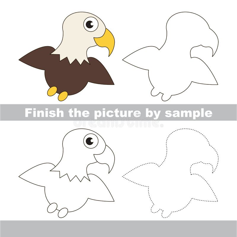 Eagle. Drawing worksheet. stock vector. Illustration of school - 70127248