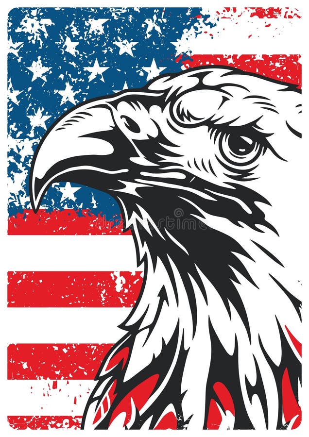 Eagle Emblem on American Flag Stock Illustration - Illustration of ...