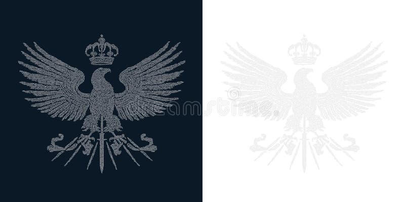 Eagle Emblem with Crown and Swords Displayed on Contrasting Backgrounds ...