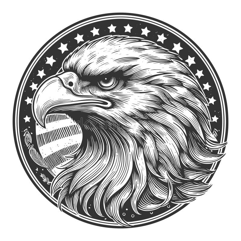 Eagle Emblem with Patriotic Theme Engraving Vector Stock Vector ...
