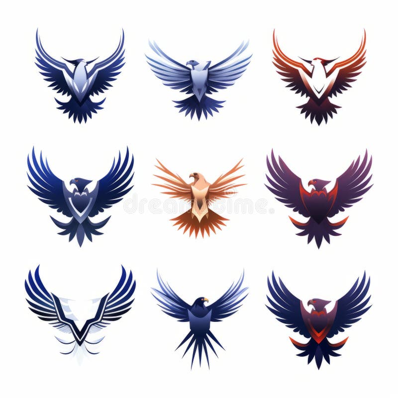 Dynamic Eagle Logos Collection in Various Colors and Styles Stock Illustration - Illustration of ...