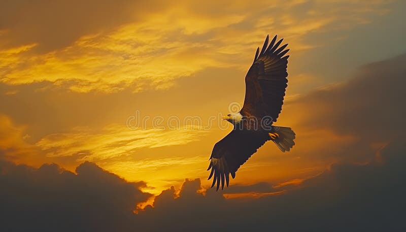 An Eagle with Extended Wings Perched on the Ground in Front of a ...