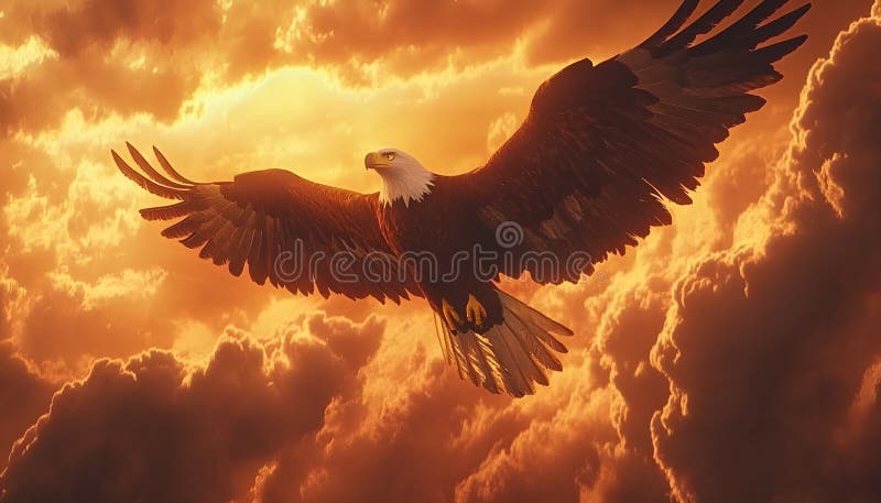 An Eagle with Extended Wings Perched on the Ground in Front of a ...