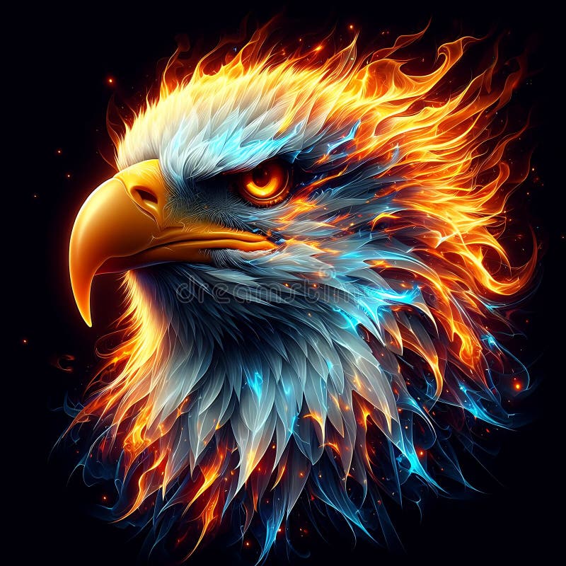 Eagle Face with Vibrant Colors Black Background Generated by Ai Stock ...