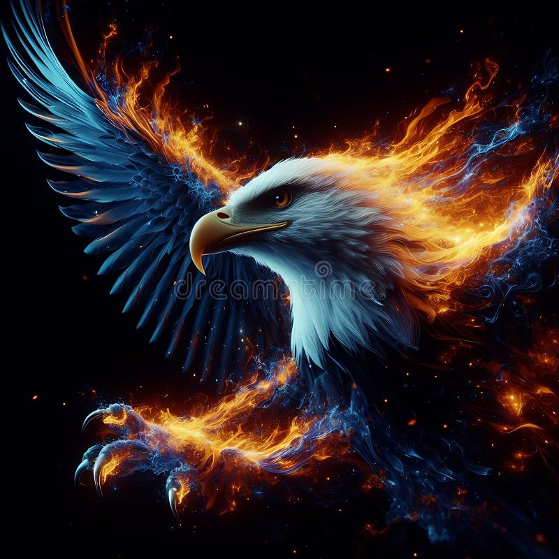 Eagle Face with Vibrant Colors Black Background Generated by Ai Stock ...